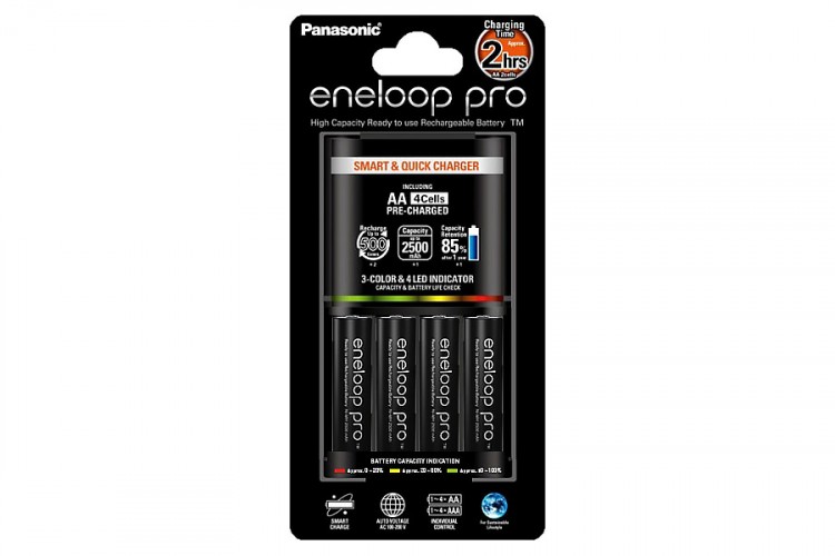 Panasonic Bq Cc55 Smart And Quick Charger Kit Including 4 Pcs Eneloop Pro Aa